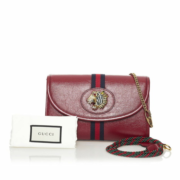 Gucci | Bags | Gucci Raja Chain Shoulder Bag 5745 Red Leather Ladies ...